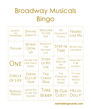 Broadway Musicals Bingo