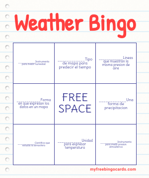 Print 100+ Weather Bingo Cards