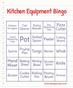 Kitchen Equipment Bingo