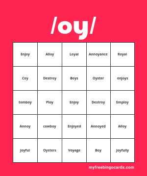 /oy/ bingo