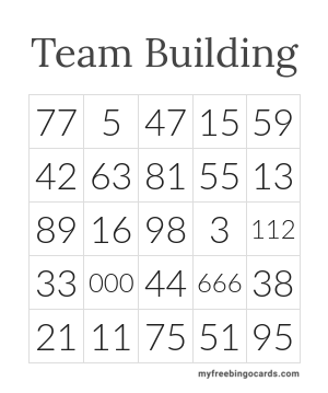 Team Building Bingo