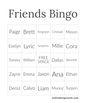 Friends Bingo