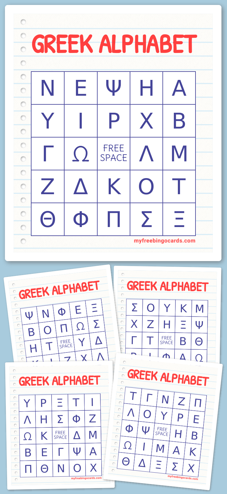 Virtual GREEK ALPHABET BINGO