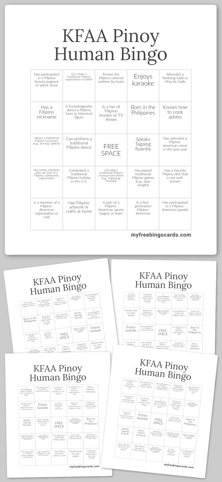 Virtual KFAA Pinoy Human Bingo