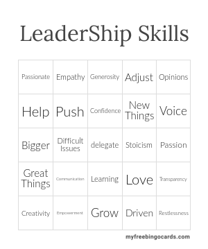 LeaderShip Skills Bingo
