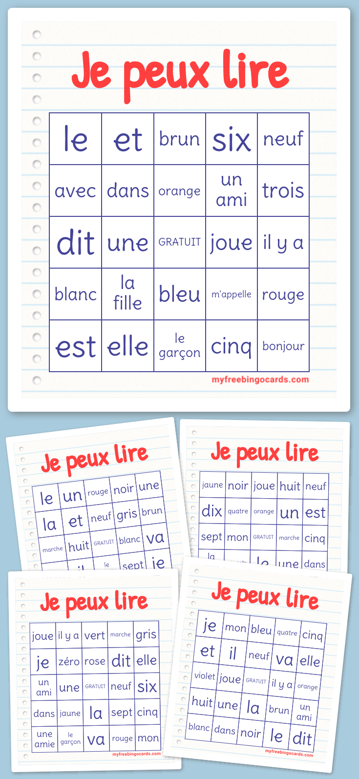 Virtual Je peux lire Bingo