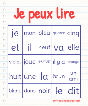 Je peux lire Bingo