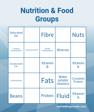 Nutrition & Food Groups Bingo