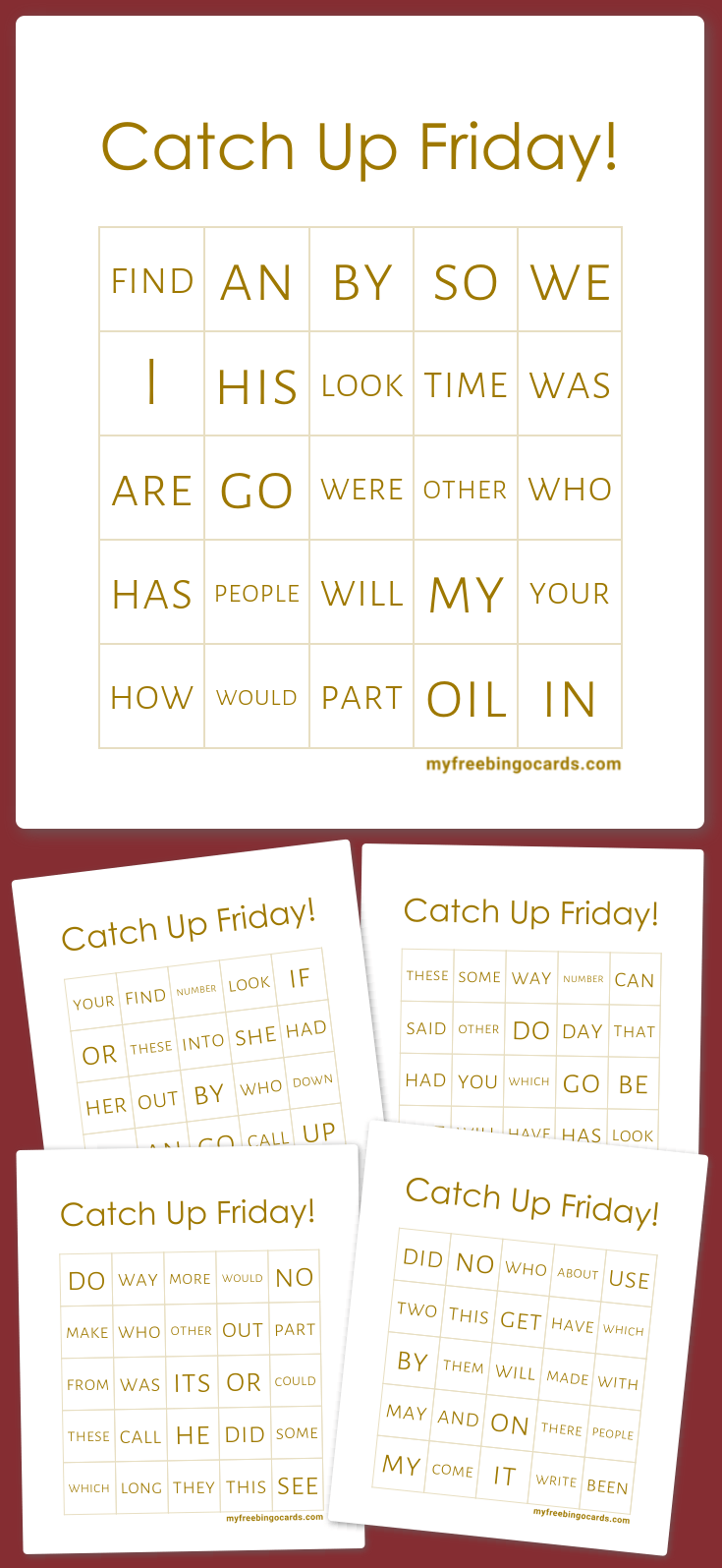 Virtual Catch Up Friday! Bingo