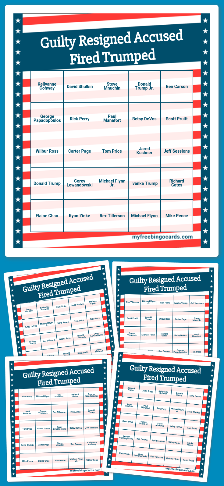 Virtual Guilty Resigned Accused Fired Trumped Bingo