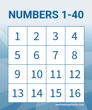 NUMBERS 1-40 BINGO