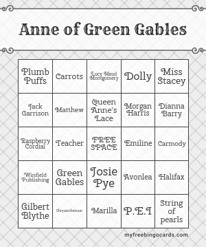Anne of Green Gables Bingo