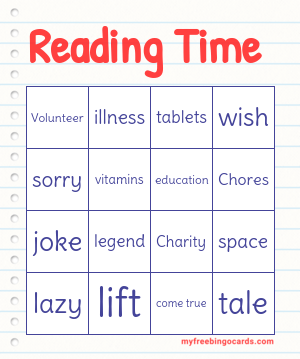 Reading Time Bingo