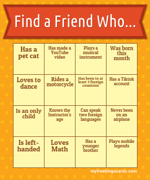 Find a Friend Who... Bingo