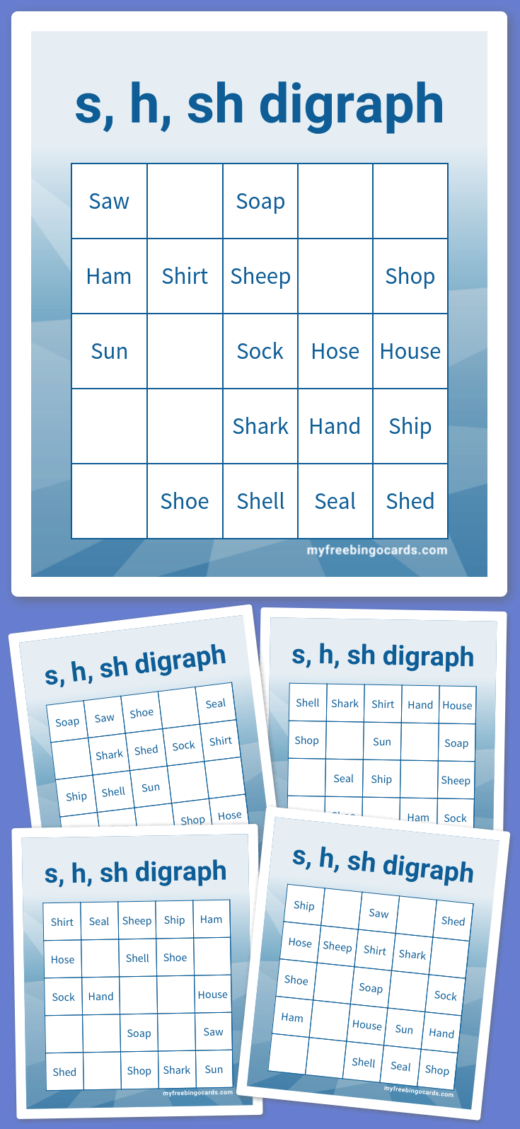 Virtual s, h, sh digraph bingo