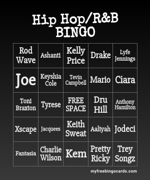 Hip Hop/R&B BINGO