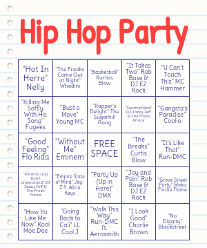 Hip Hop Party Bingo