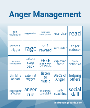 Anger Management Bingo