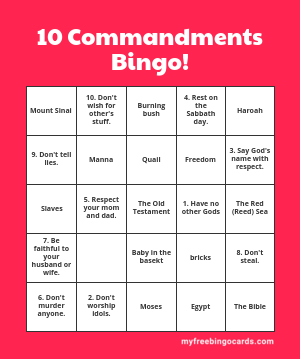 10 Commandments Bingo!