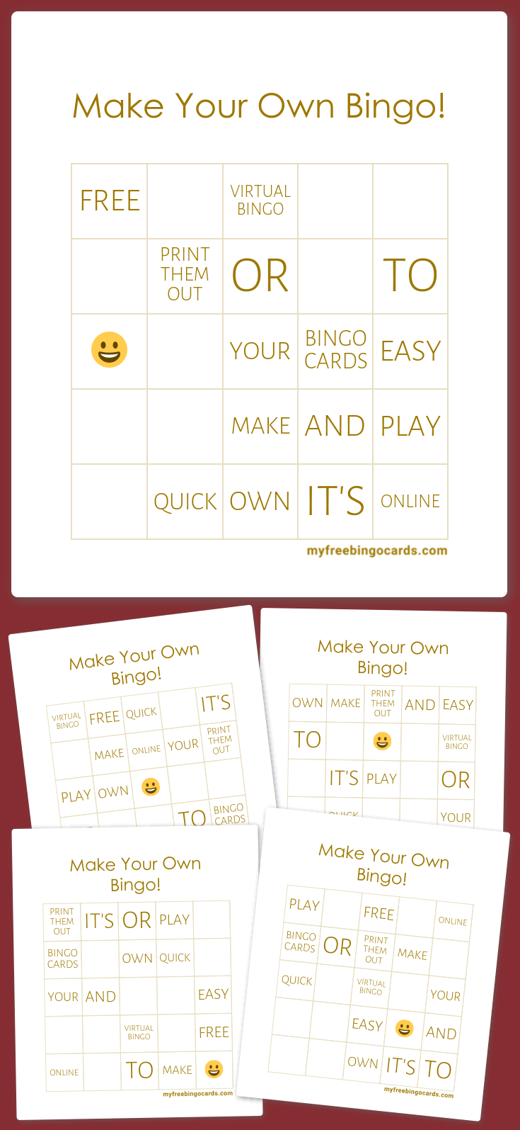 Virtual Make Your Own Bingo!
