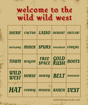 welcome to the wild wild west bingo