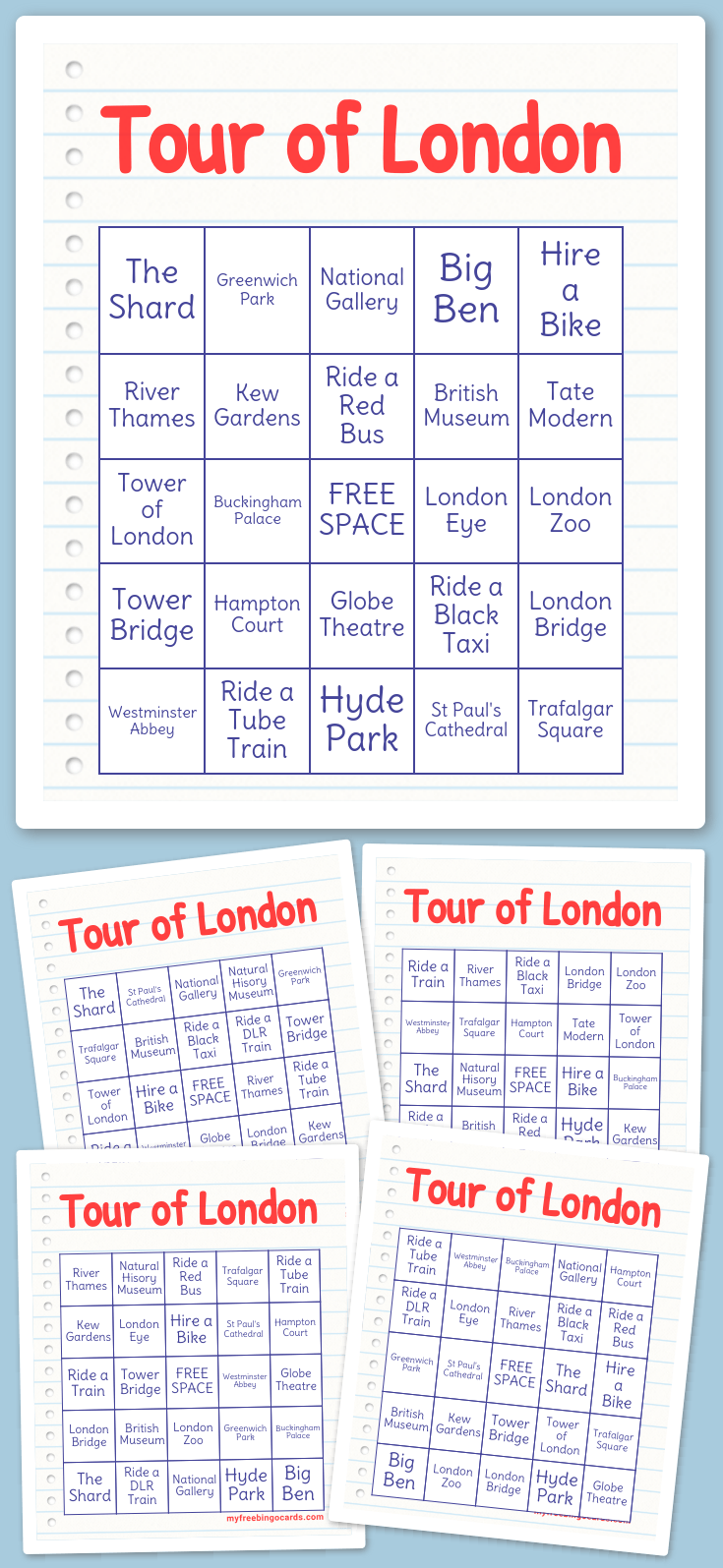 Virtual Tour of London Bingo