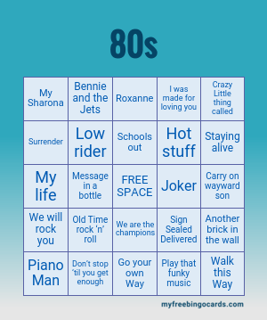 80s bingo