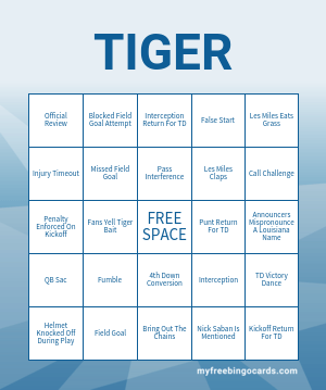 PRINT 100+ TIGER BINGO CARDS