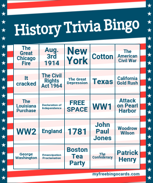 History Trivia Bingo