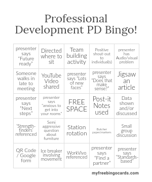 Professional Development PD Bingo!