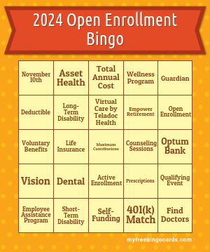 2024 Open Enrollment Bingo