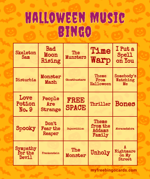 Halloween Music Bingo