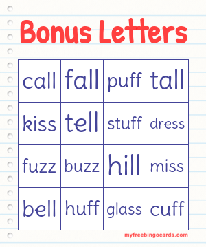 Bonus Letters Bingo
