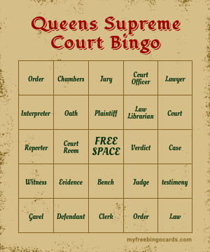 Queens Supreme Court Bingo