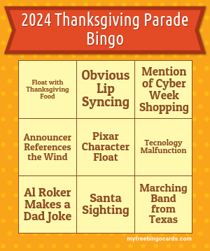 2024 Thanksgiving Parade Bingo