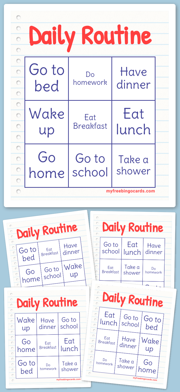 Virtual Daily Routine Bingo