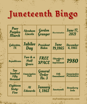 Juneteenth Bingo