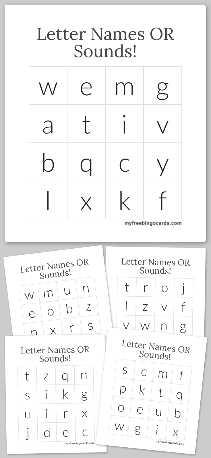 Virtual Letter Names OR Sounds! Bingo