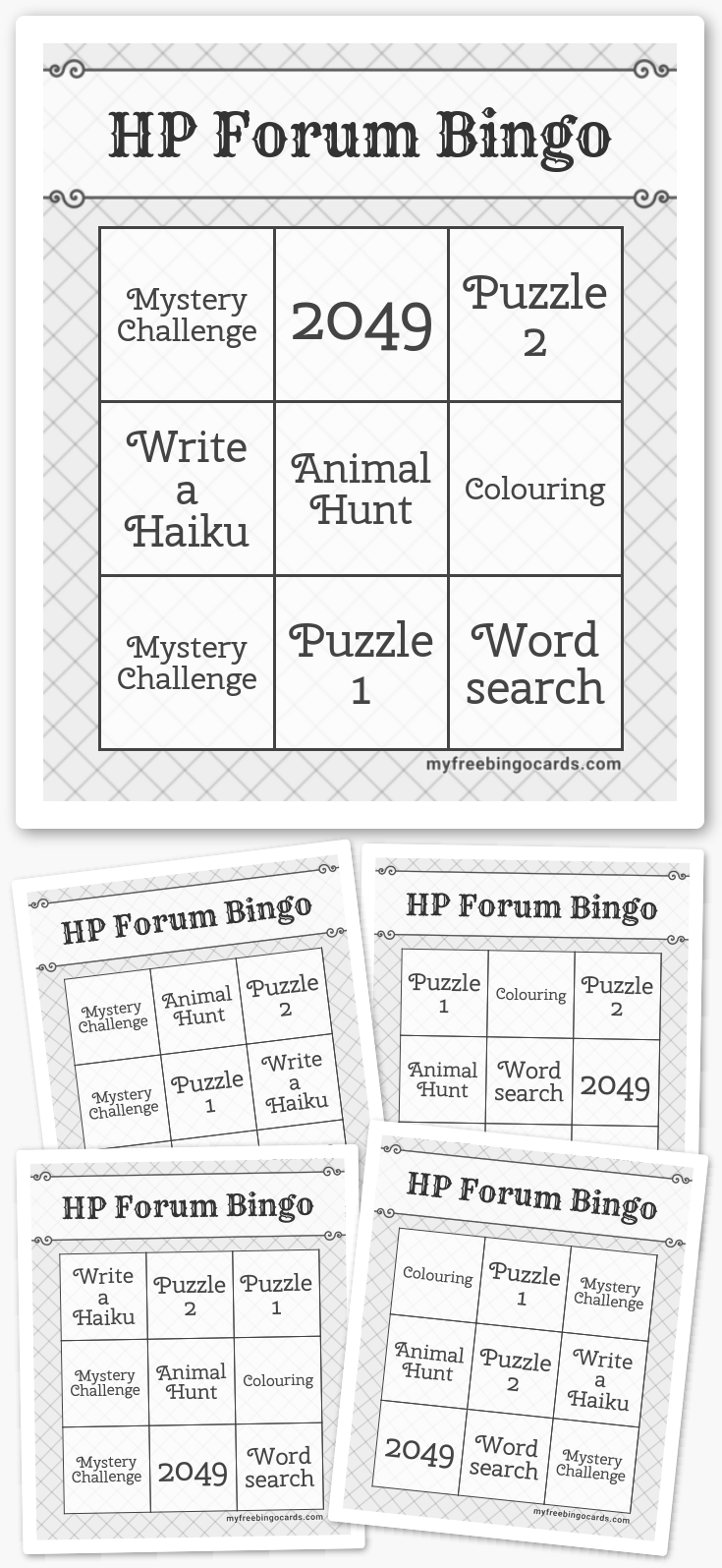 Virtual HP Forum Bingo