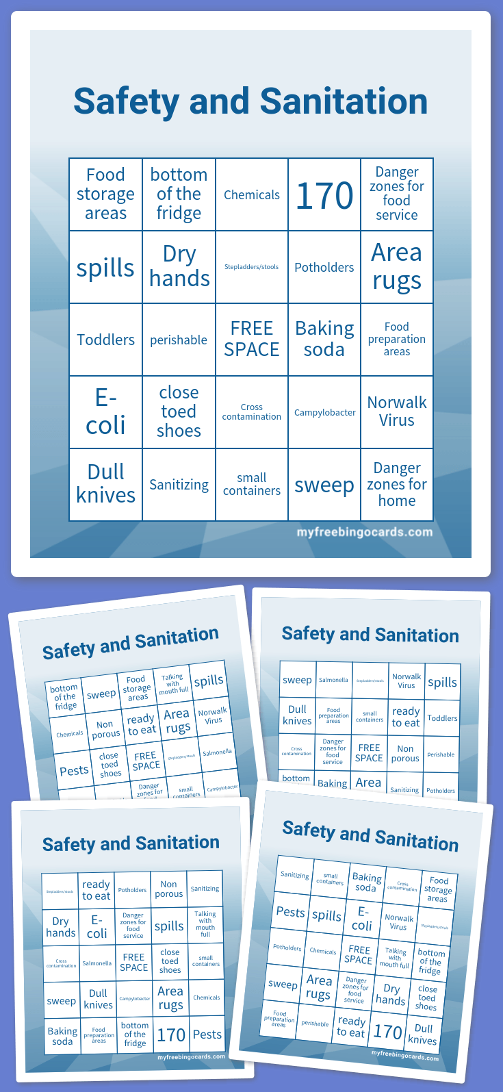 Virtual Safety and Sanitation Bingo