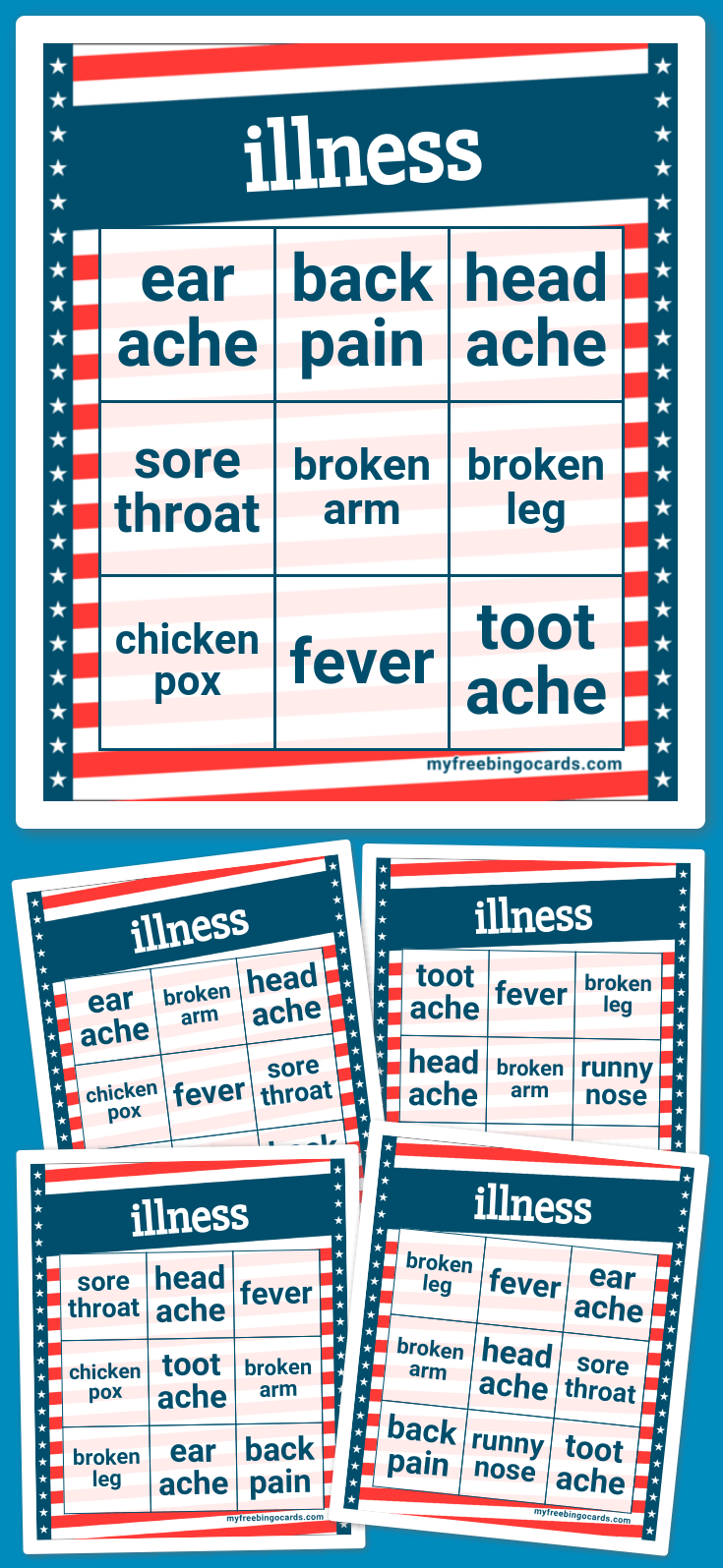 Virtual illness bingo