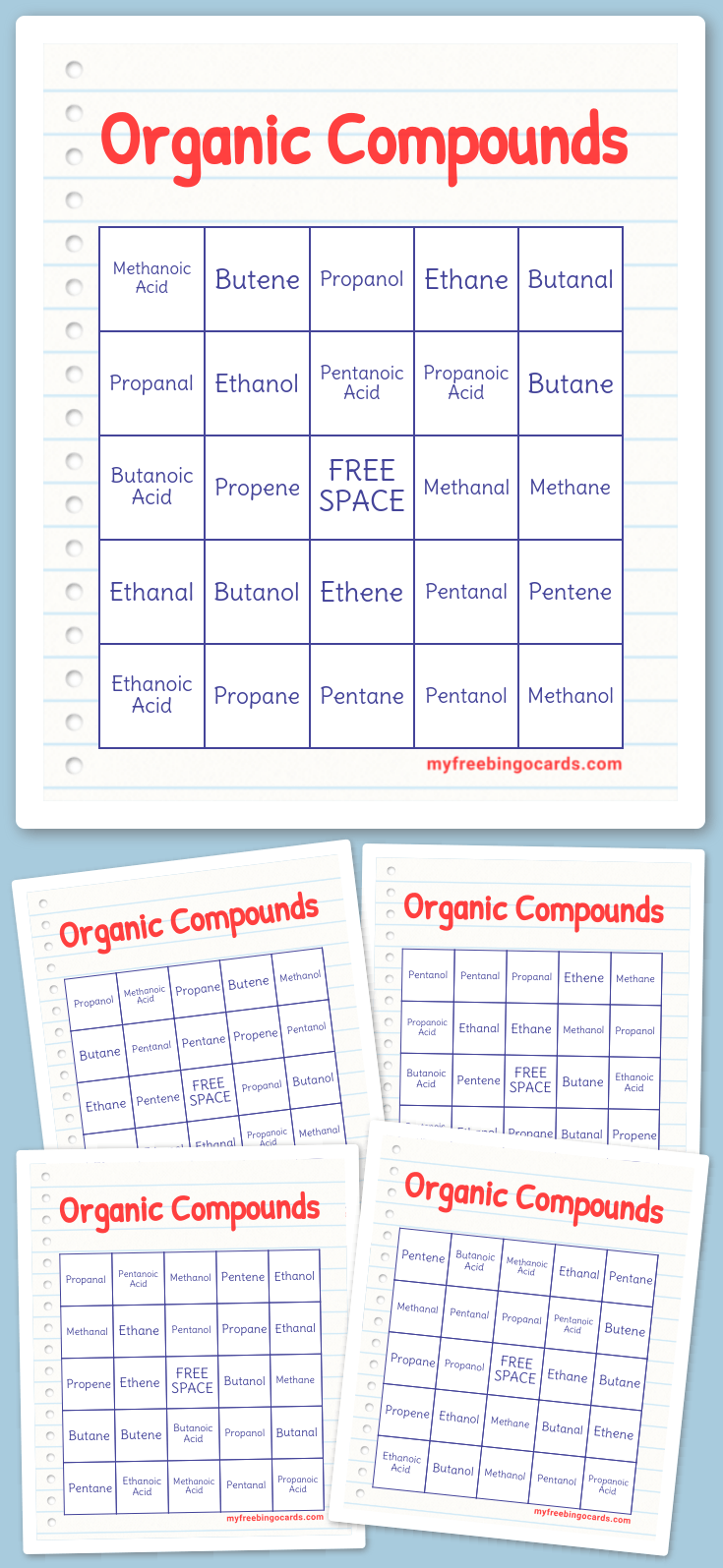 Virtual Organic Compounds Bingo