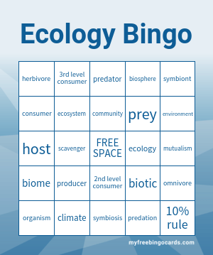 Ecology Bingo