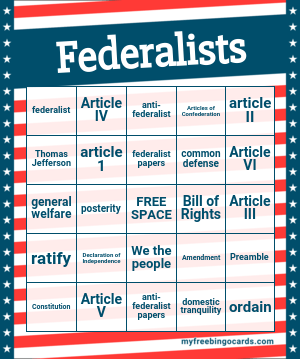 Federalists Bingo