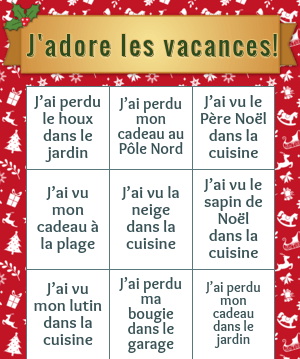 J'adore les vacances! Bingo