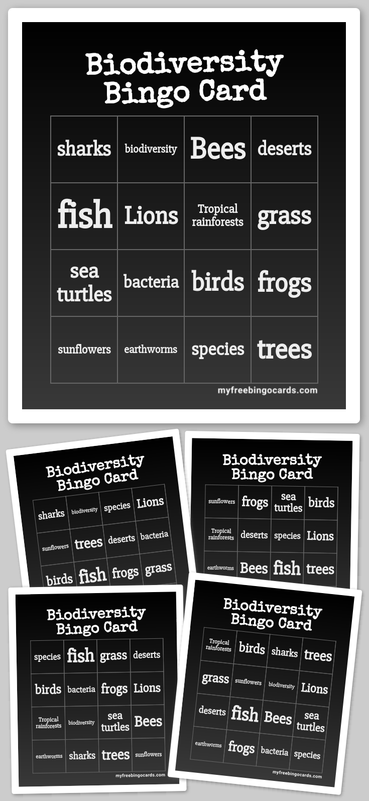 Virtual Biodiversity Bingo Card