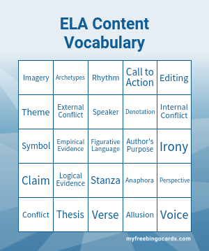 Print 100+ ELA Content Vocabulary Bingo Cards