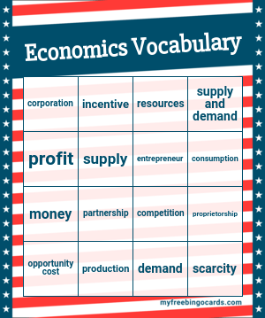 Economics Vocabulary Bingo