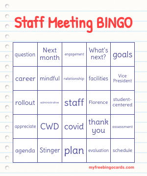 Staff Meeting BINGO