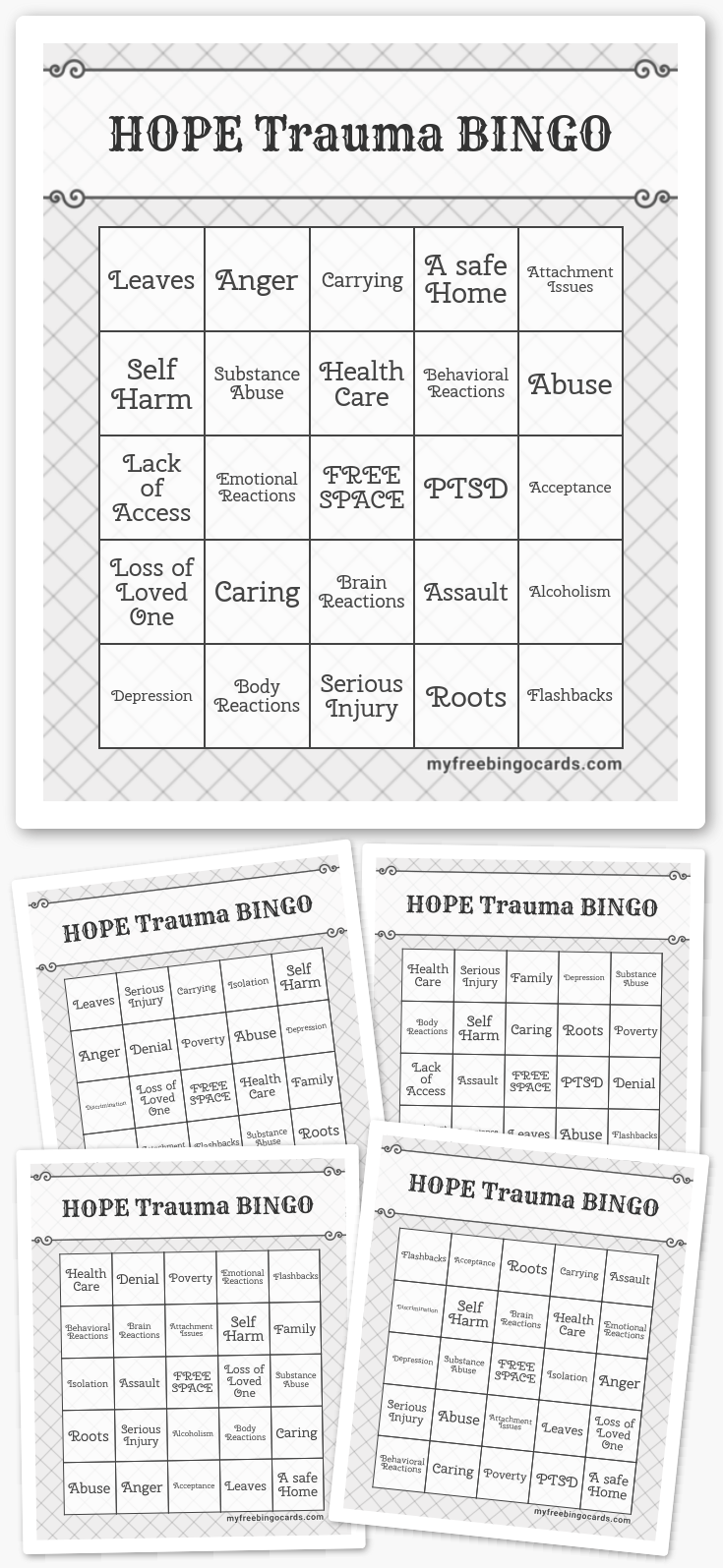 Virtual HOPE Trauma BINGO